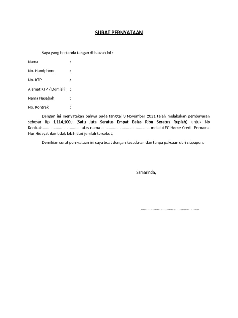 Surat Pernyataan Hci | PDF