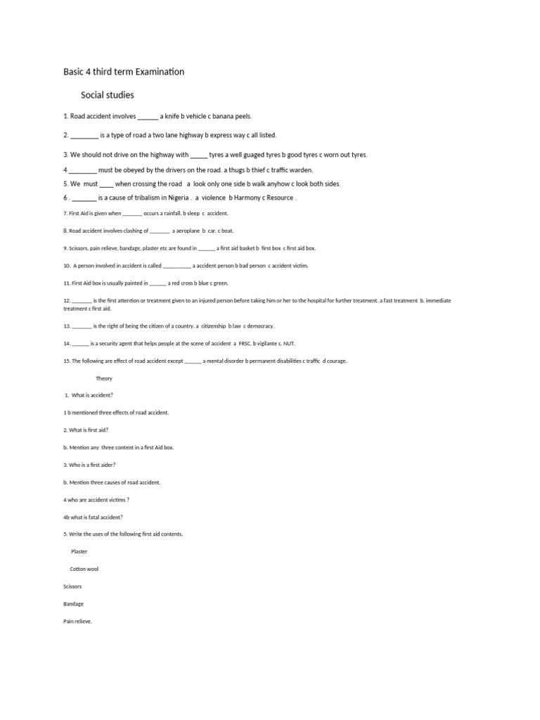 Basic 4 Third T-WPS Office-1 | PDF | Spreadsheet | First Aid