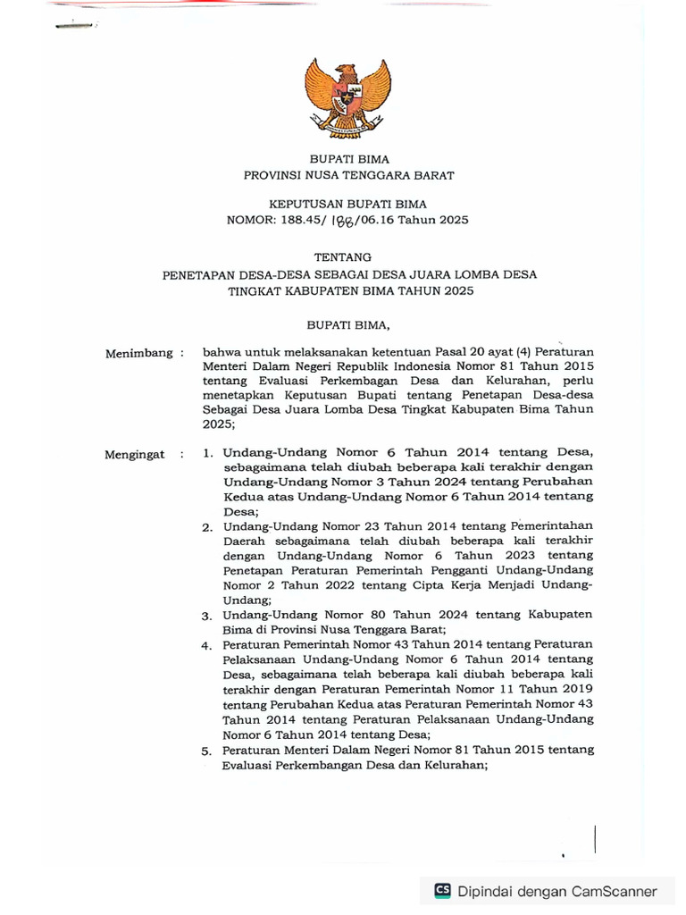 SK Juara Lomba Desa 2025 | PDF