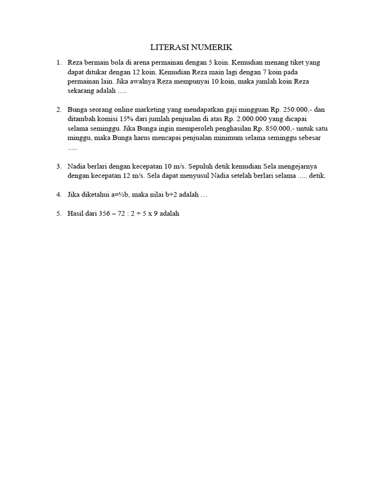 Literasi Numerik | PDF