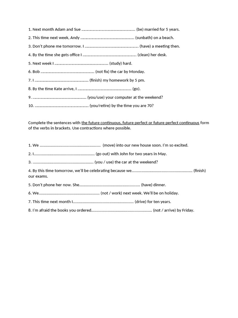 Future Cont Vs Future Perfect | PDF