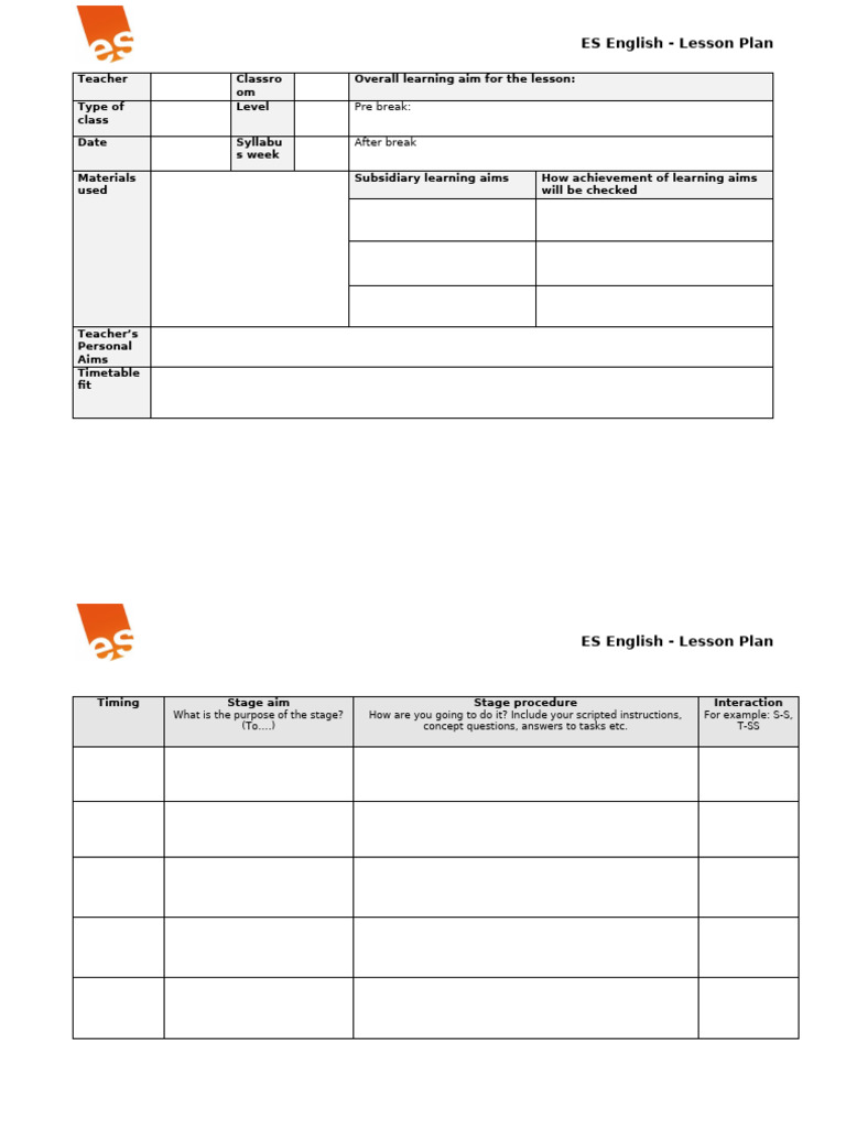 Lesson PLan Template - 2024 | PDF