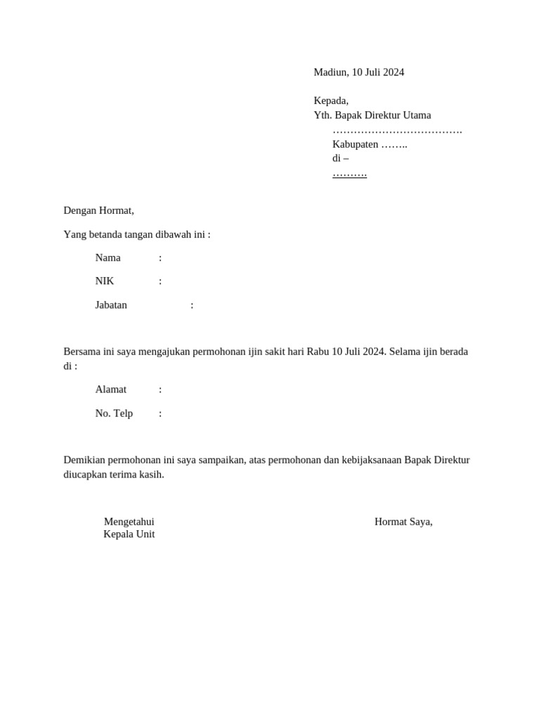 Surat Ijin Kerja | PDF