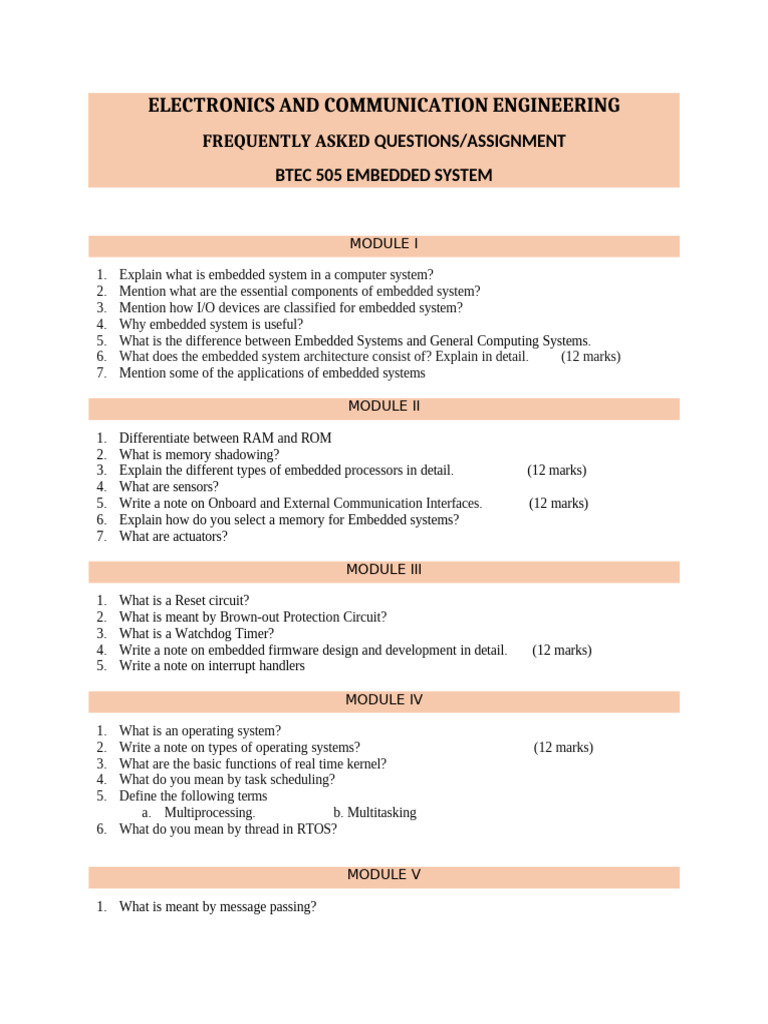 Embedded Systems: Key Concepts & FAQs | PDF