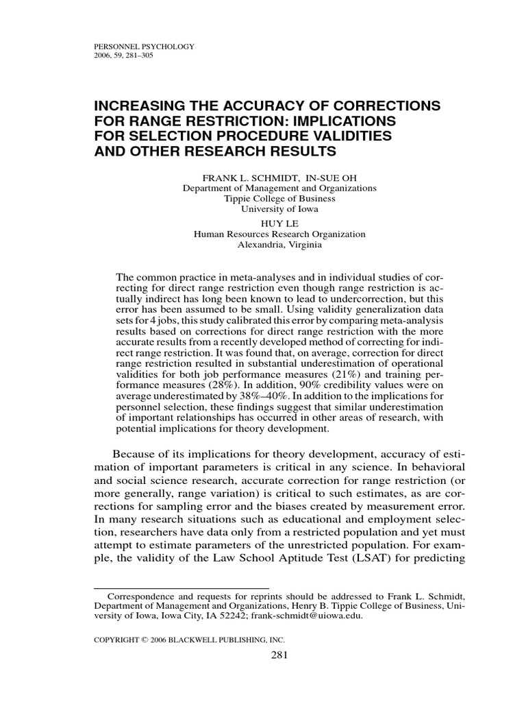 Personnel Psychology - 2006 - Schmidt - Increasing The Accuracy of ...