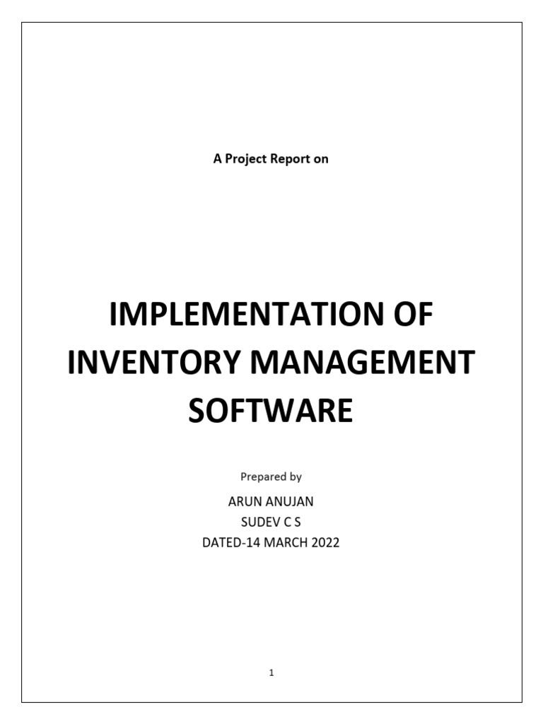 Project Report WASP | PDF | Inventory | Business
