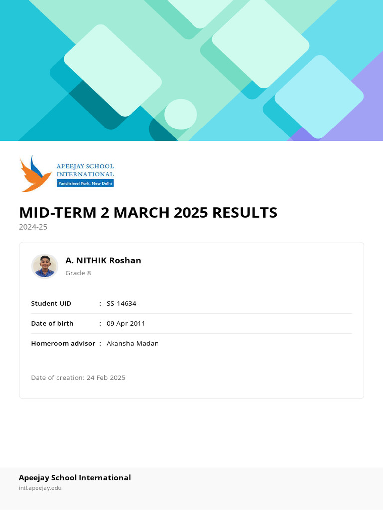 Grade 8 Mid-Term Progress Report 2025 | PDF | Learning | Idea