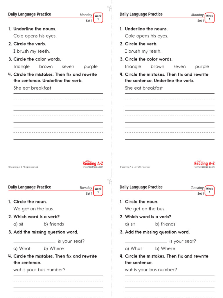 Daily Language Practice Activities | PDF | Verb | Word
