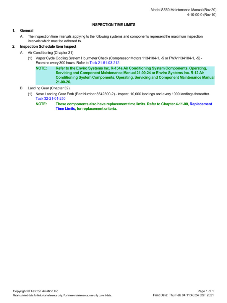 Aircraft Inspection Time Limits Guide | PDF