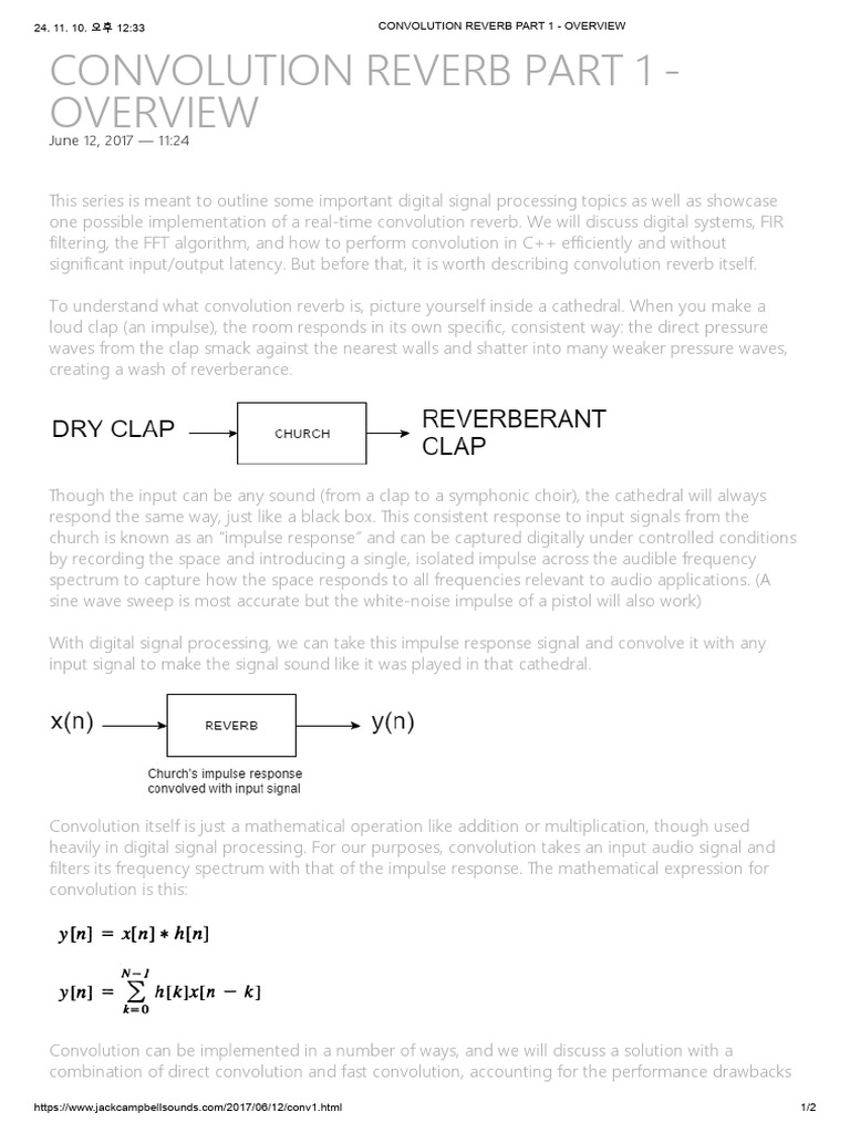 Convolution Reverb Part 1 - Overview | PDF | Convolution | Electronics