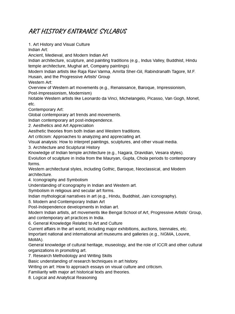 Art History Syllabus | PDF | The Arts | Liberal Arts Education