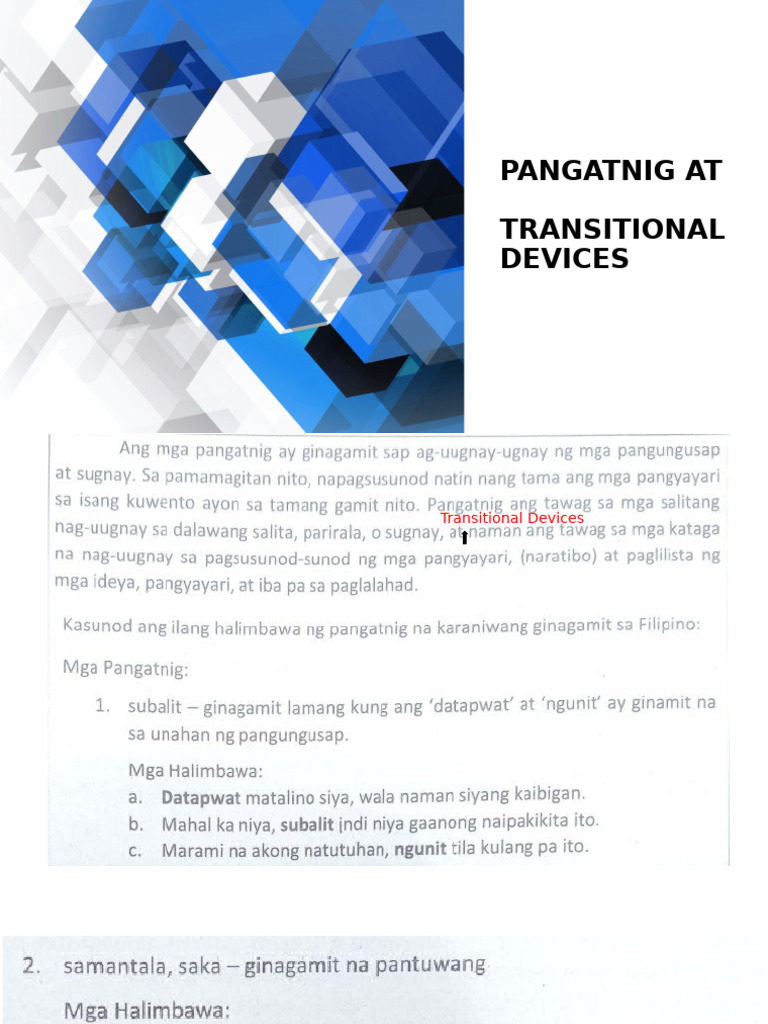 Pangatnig at Transitional Devices | PDF