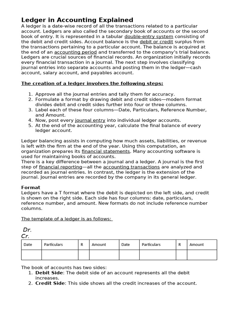 Understanding Ledger Accounts in Accounting | PDF | Debits And Credits ...