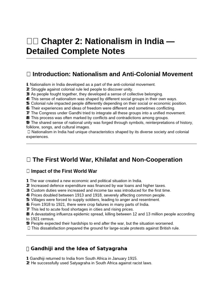 ?? Chapter 2 - Nationalism in India - Detailed Complete Notes | PDF ...