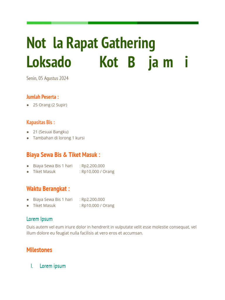 Rapat Gathering Loksado: Biaya & Peserta | PDF