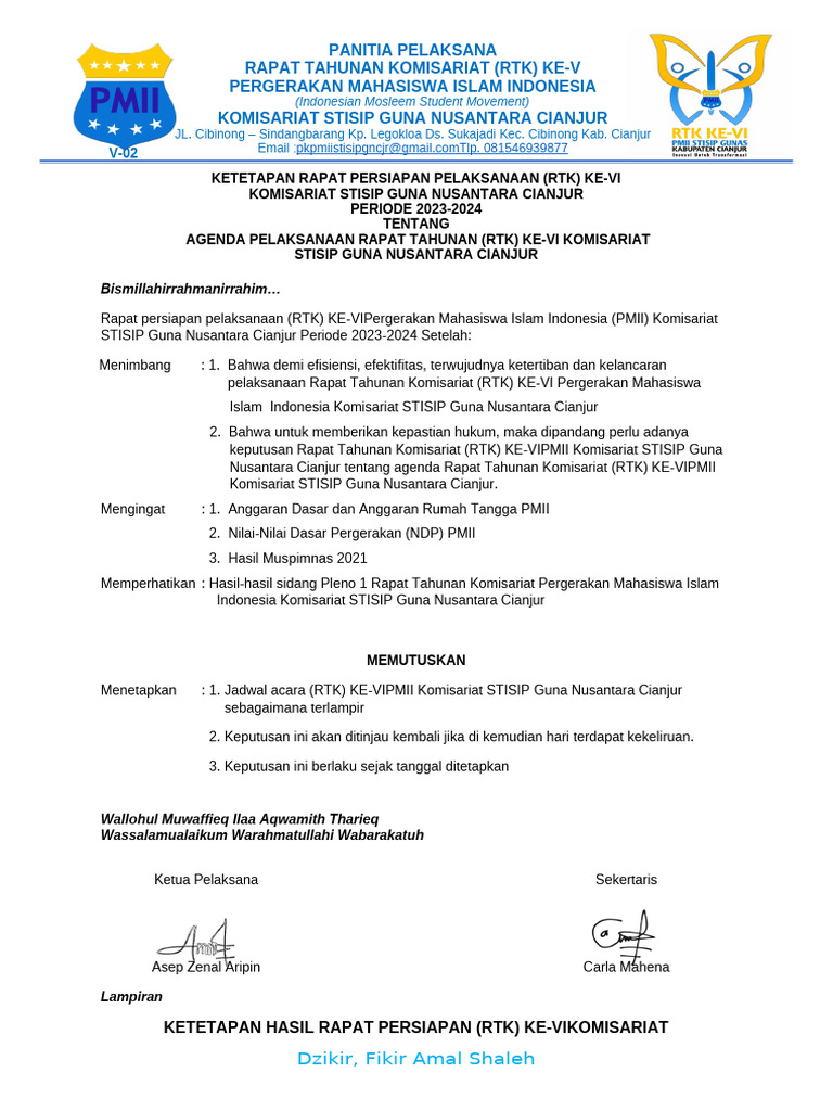 Berita Acara RTK Vi Pmii Stisip | PDF
