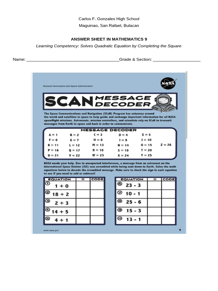 Answer Sheet Template-Sample Only | PDF
