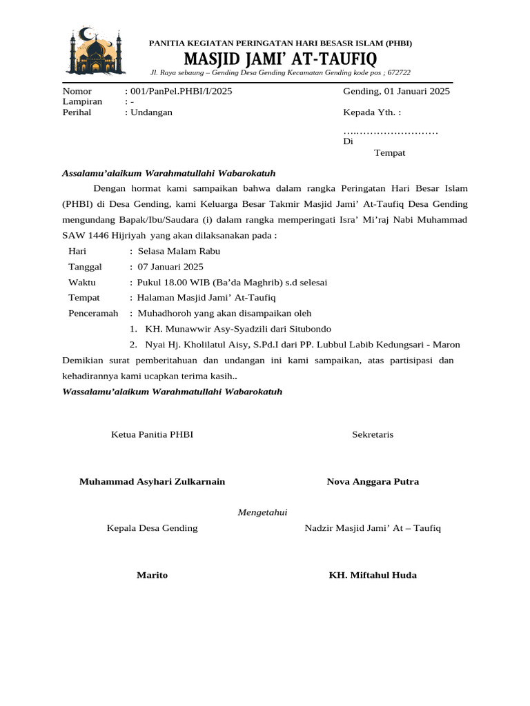 Surat Undangan Pengajian | PDF