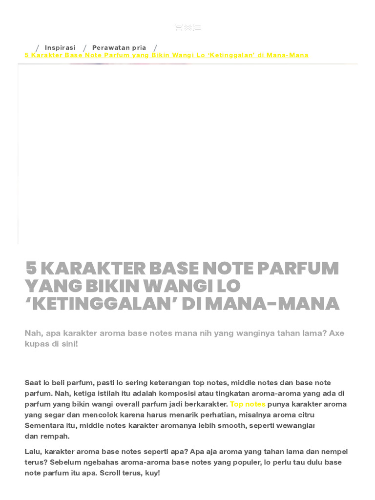 5 Karakter Aroma Base Notes Parfum | PDF