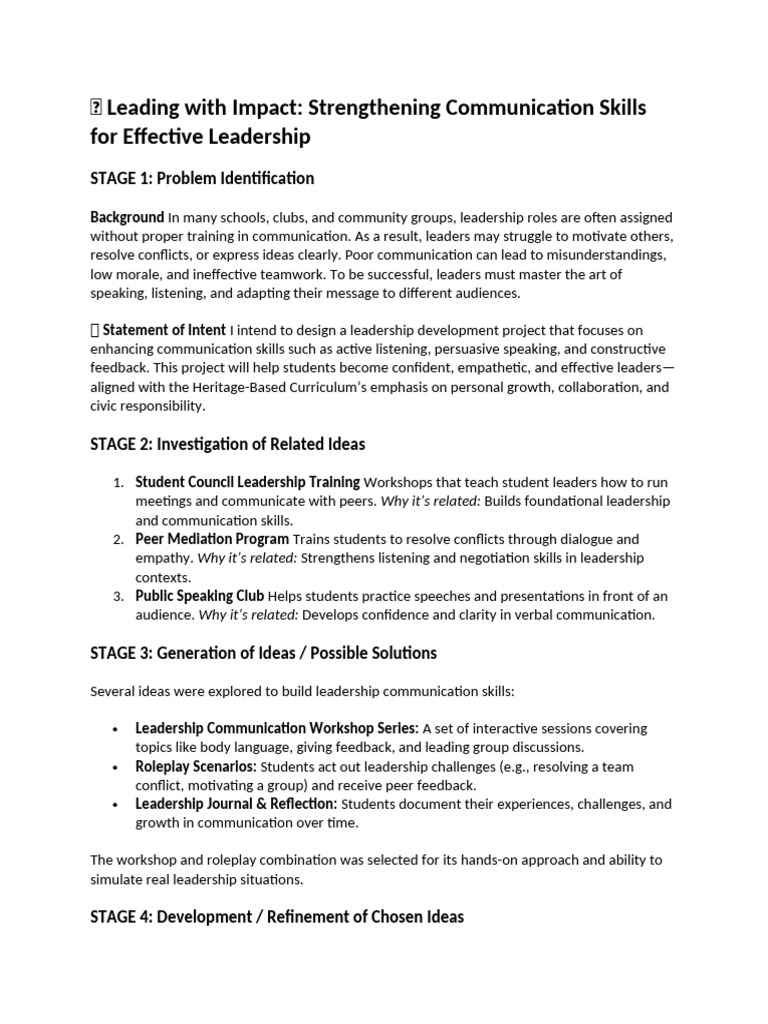 ? Leading With Impact Strengthening Communication Skills For Effective ...