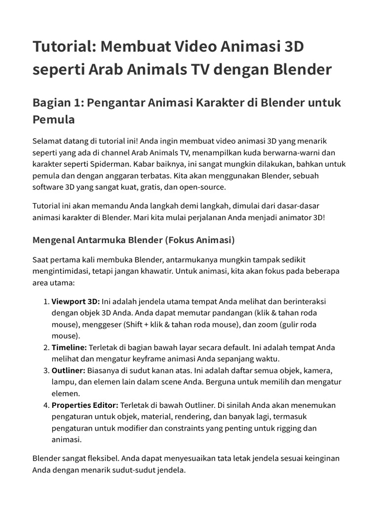 Tutorial Animasi Blender Lengkap | PDF