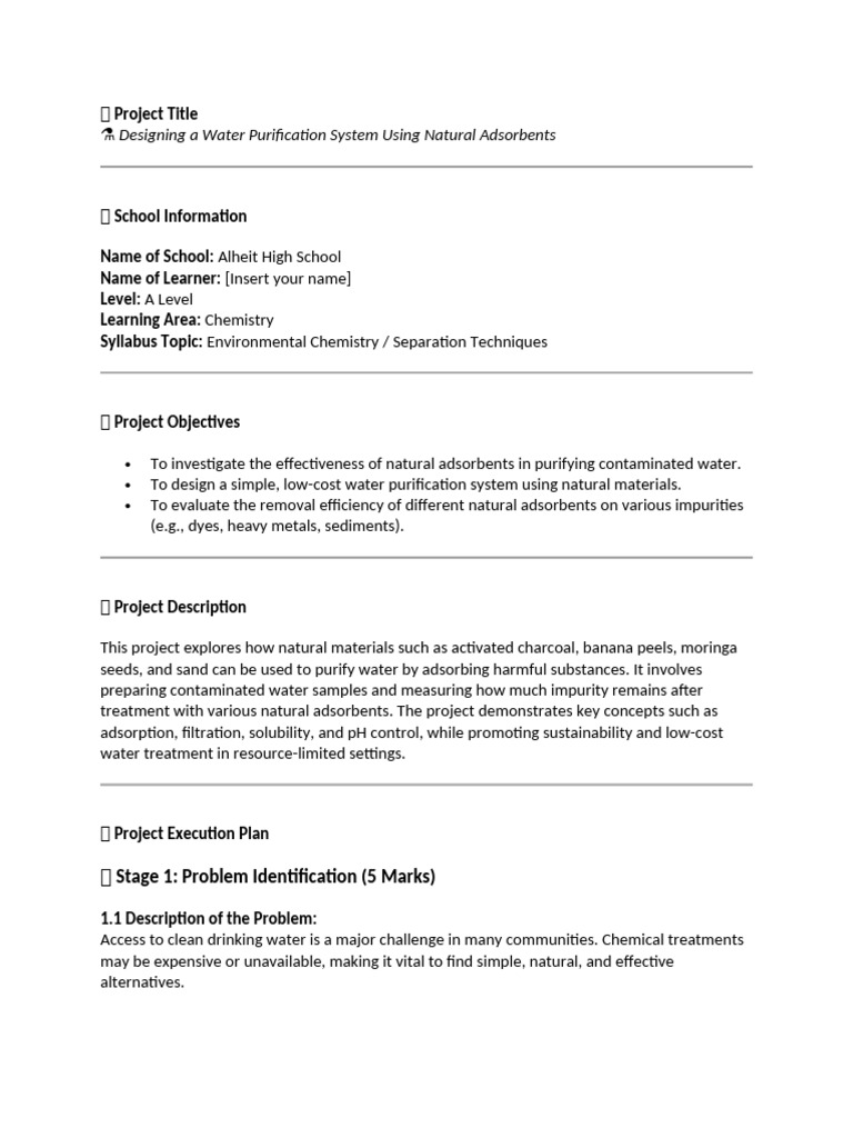 Natural Water Purification System Design | PDF | Water Purification ...