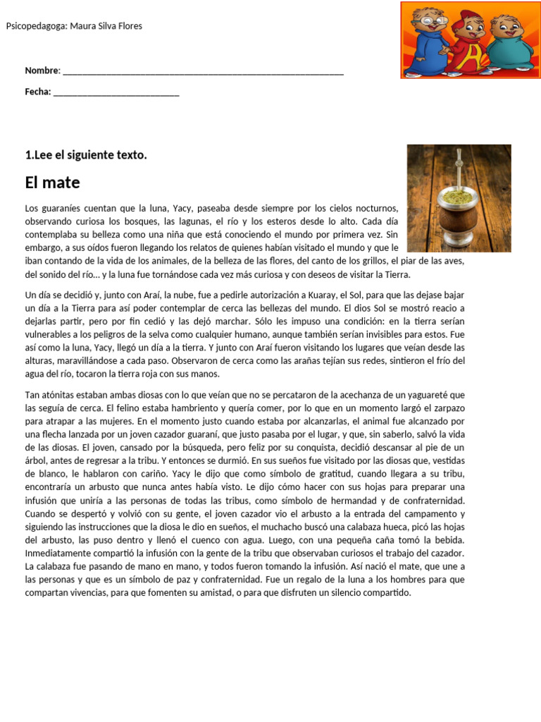 Comprension Lectora El Mate | PDF