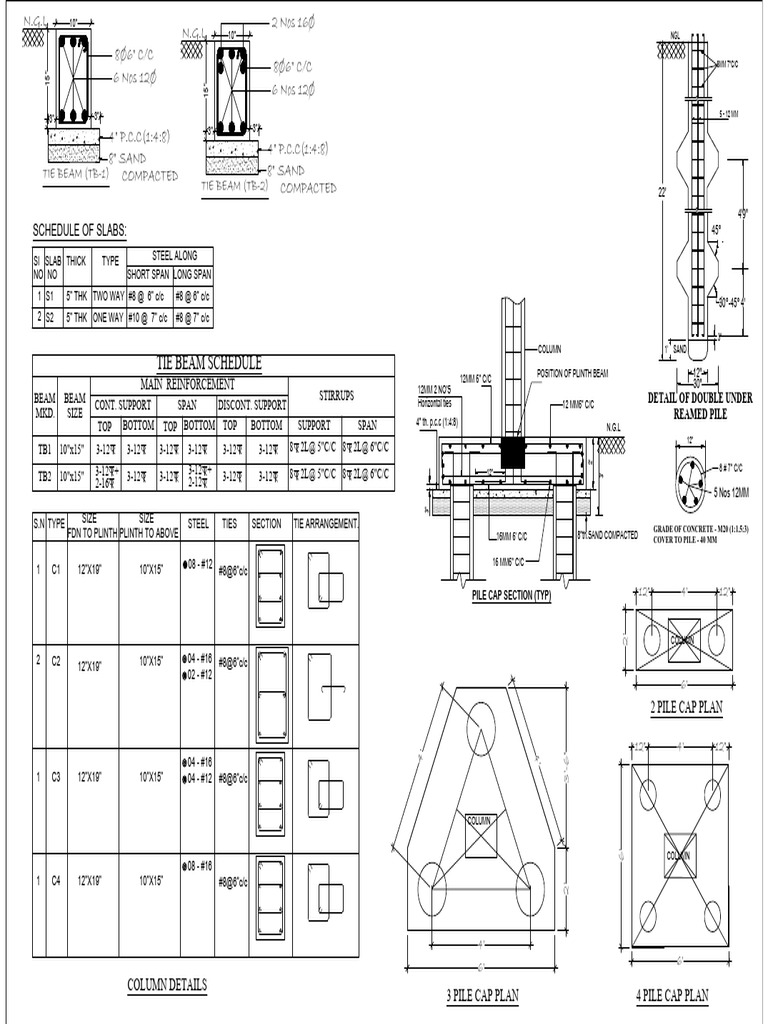 Bidhan Sir Column, Pilecap, Plinth Beam Details | PDF | Structural Engineering | Building ...