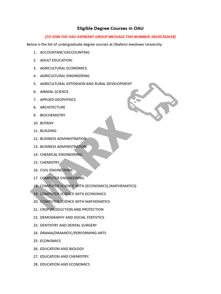 OAU Undergraduate Courses Overview | PDF | Science | Engineering