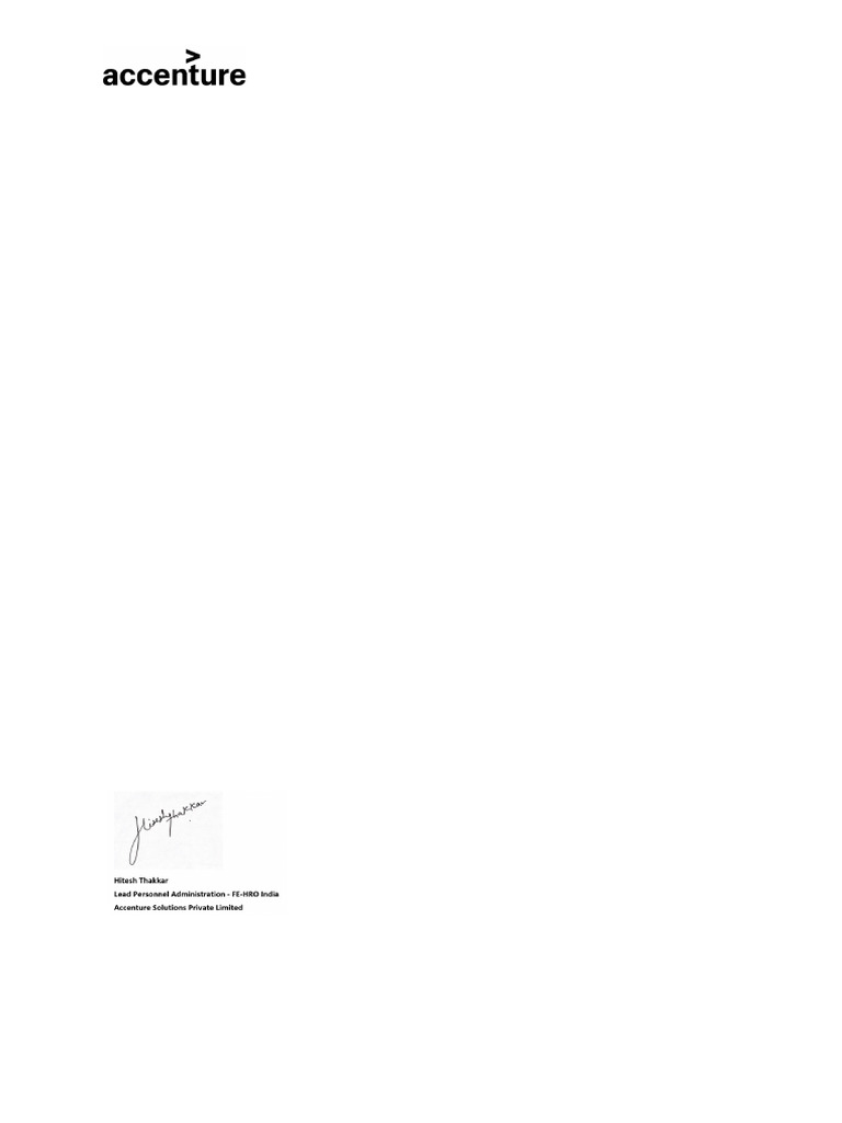 Relieving Letter (Accenture) | PDF | Business | Civil Law (Legal System)