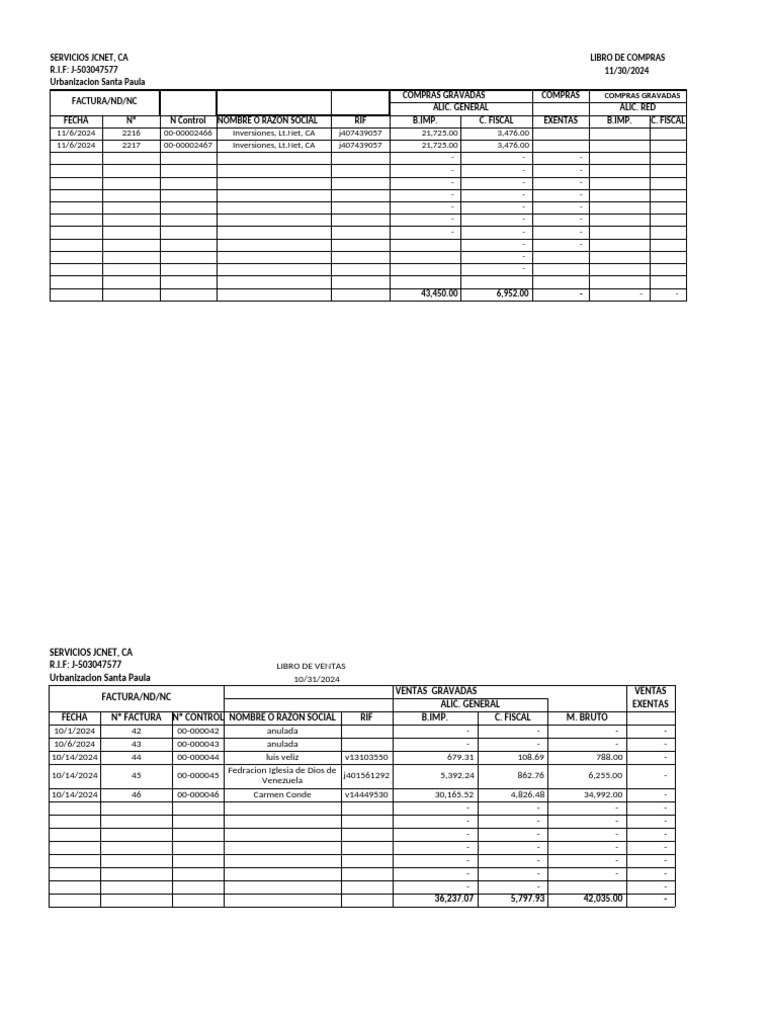 Libro Compras y Ventas 2024 | PDF