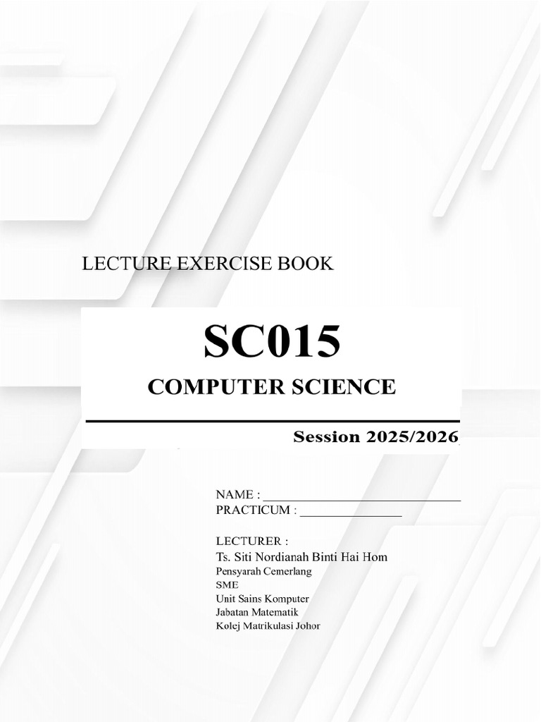 Lecture Exercise Book SC015 Chapter 1.0 2526 by MissDianah | PDF | Logic Gate | Ebcdic