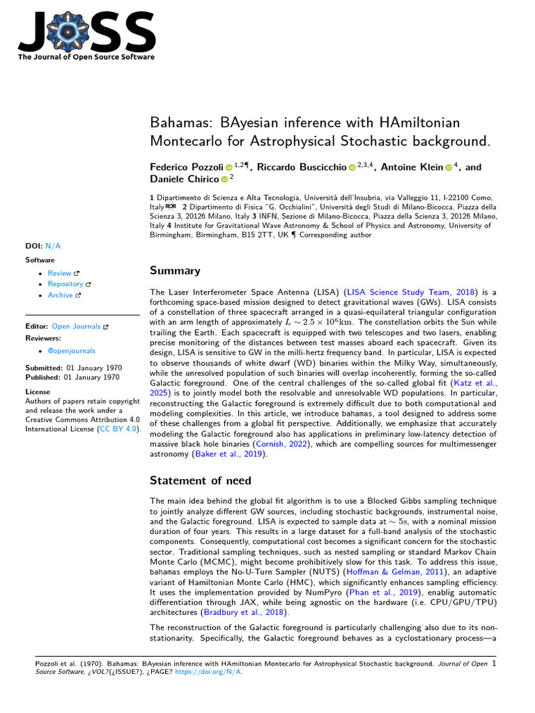 Bahamas BAyesian Inference With HAmiltonian Montecarlo For ...