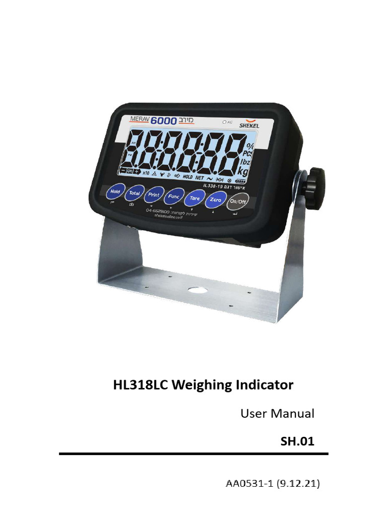 HL318LC Indicator User Manual | PDF | Weight | Parameter (Computer ...