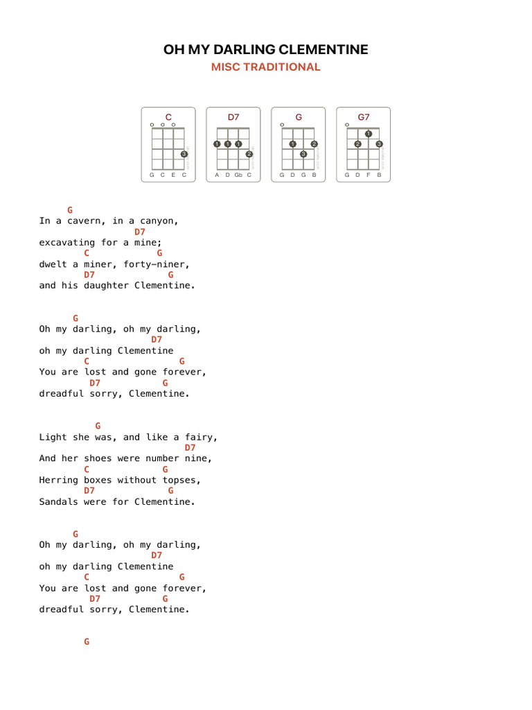 Oh My Darling Clementine Lyrics | PDF