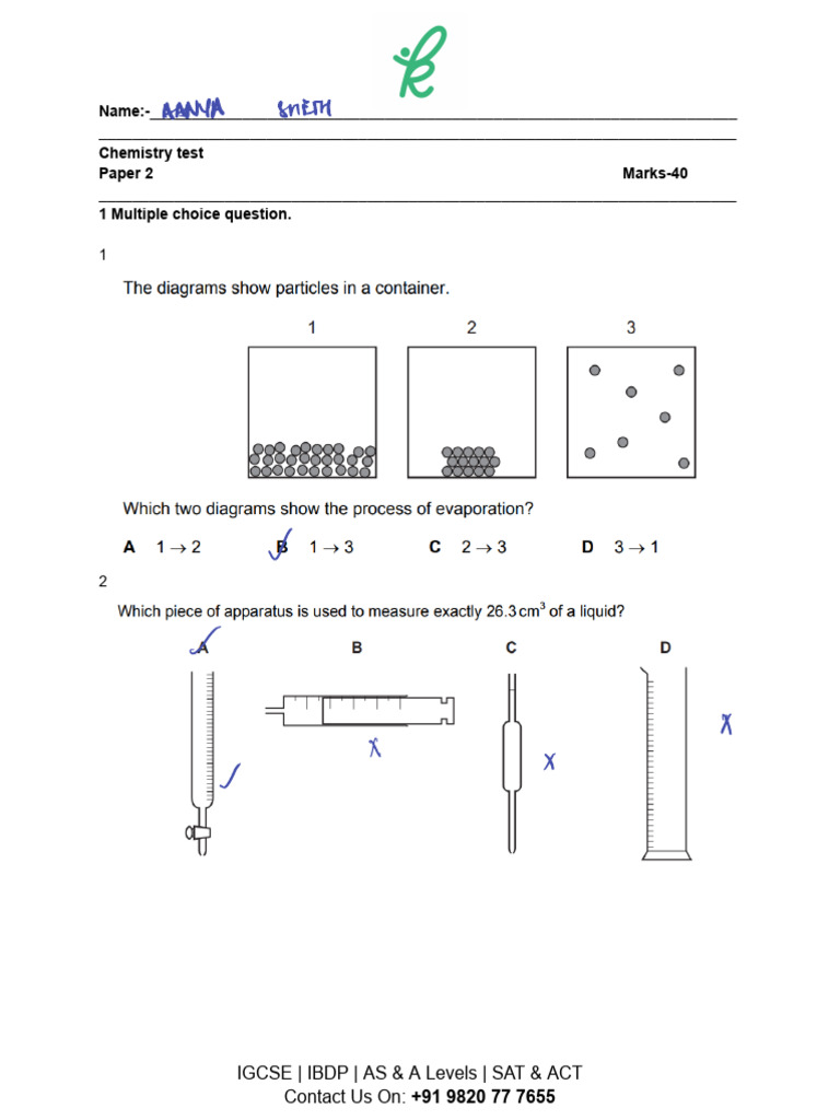 Abwa g9 Finals Chem p2 QP 1 | PDF