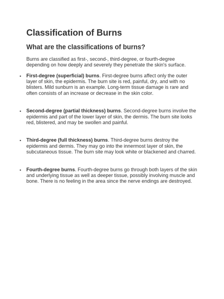 Classification of Burns | PDF