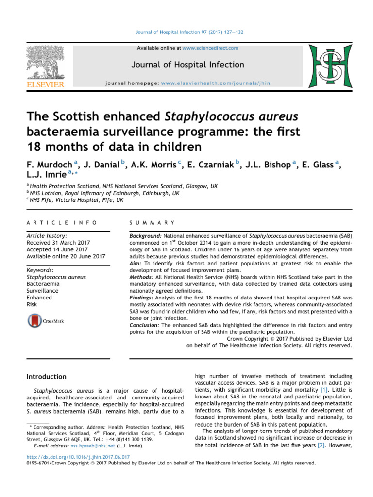 The Scottish Enhanced em Staphylococcus Aureus e 3 | PDF | Hospital ...