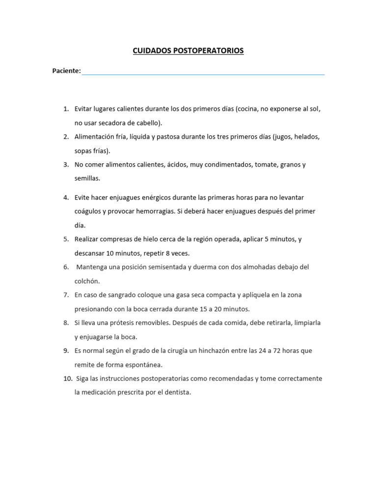 Cuidados Postoperatorios | PDF