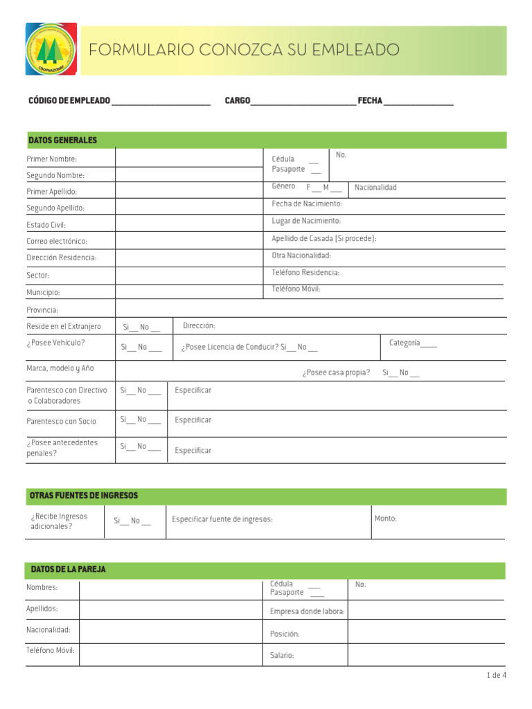 Formulario de Registro de Empleado | PDF