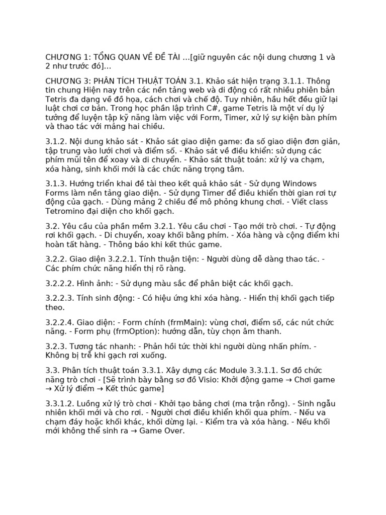 Bao Cao Tetris Csharp | PDF