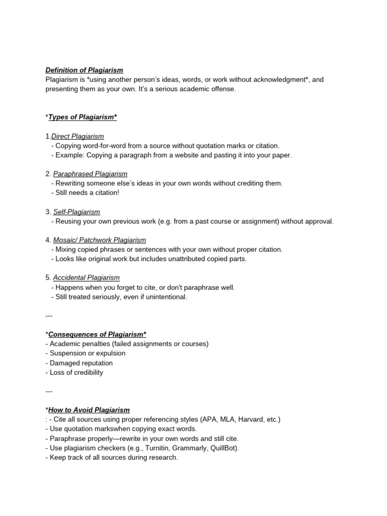 Definition of Plagiarism | PDF