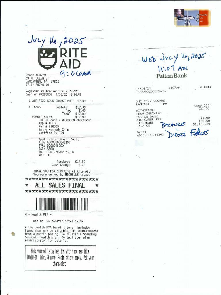 STAN J. CATERBONE Wednesday July 16th, 2025 Receipts With Probaation ...