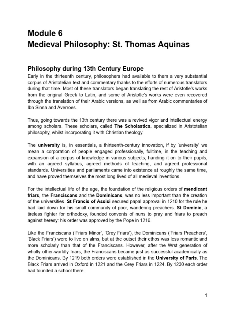Module 6 - St. Thomas Aquinas - Sumahit | PDF | Soul | Thomas Aquinas