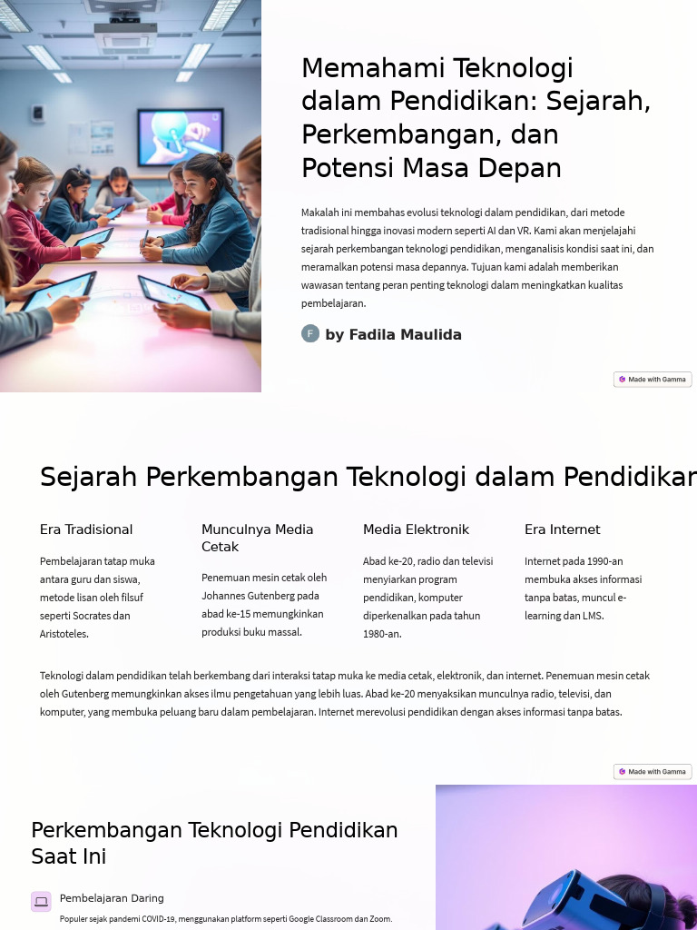 Memahami Teknologi Dalam Pendidikan Sejarah Perkembangan Dan Potensi Masa Depan | PDF