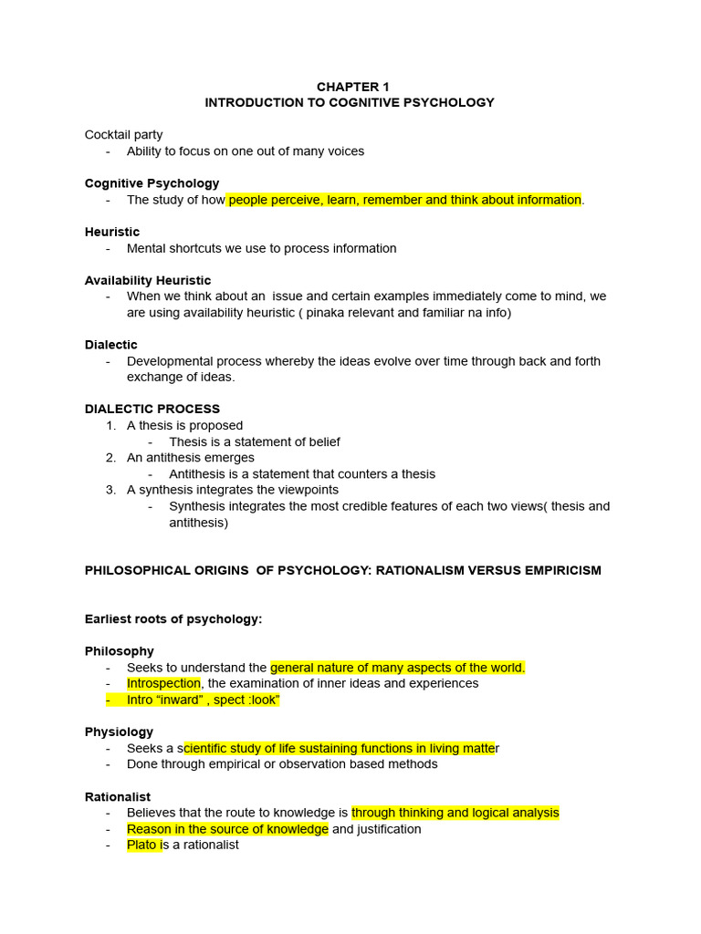 Introduction to Cognitive Psychology | PDF | Behaviorism | Rationalism