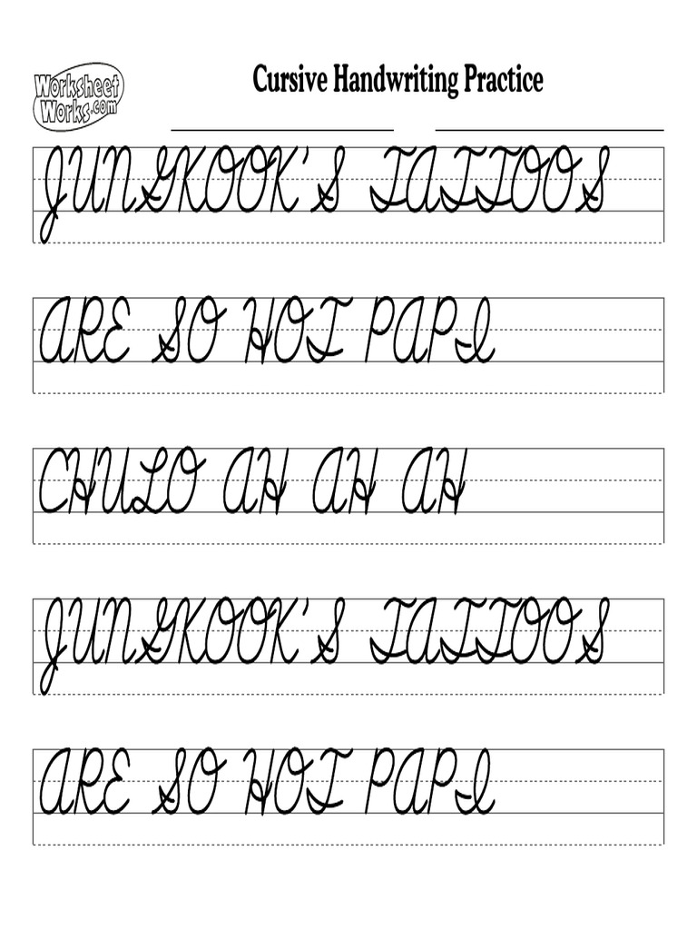 WorksheetWorks Cursive Handwriting Practice 5 | PDF