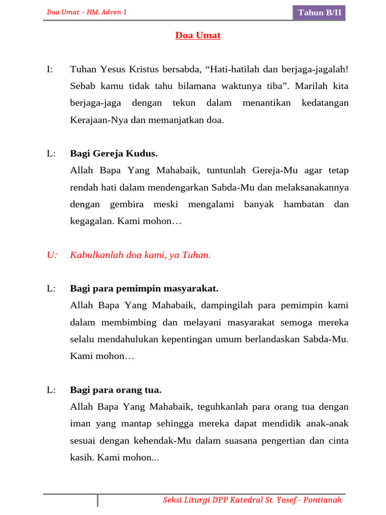 Doa Umat - Hari Minggu Adven 1 B-II | PDF