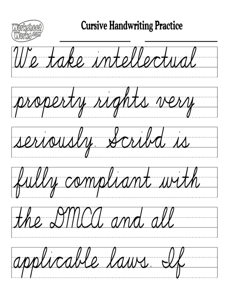 WorksheetWorks Cursive Handwriting Practice 6 | PDF