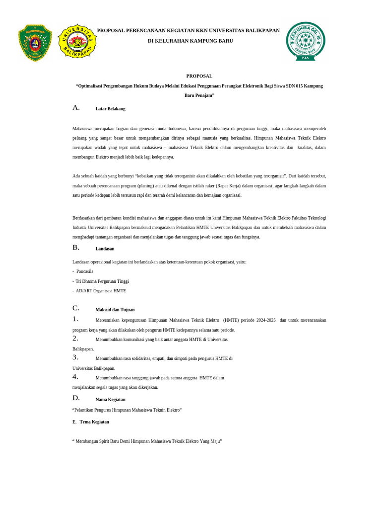 Proposal Pelantikan Himpunan 24-25 | PDF
